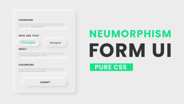 Neumorphism Form Ui Pure Css Coding Artist