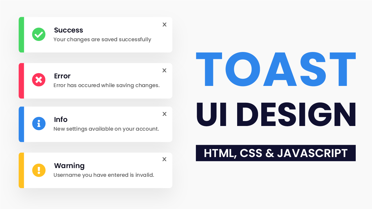 Toast Notifications UI Design HTML CSS Coding Artist