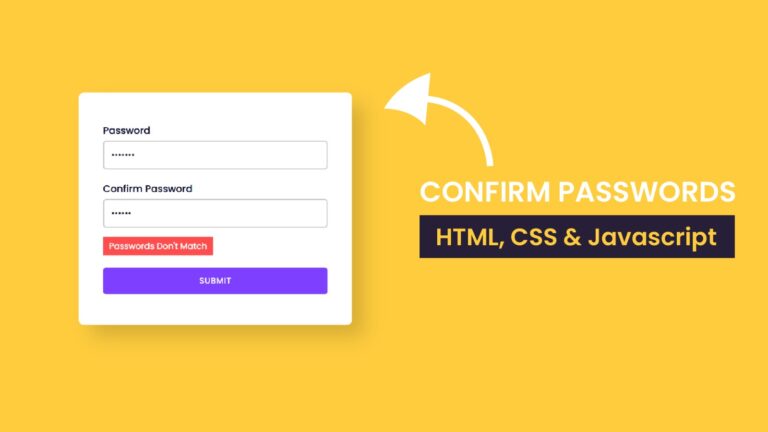 Confirm Password | HTML, CSS & Javascript | Coding Artist